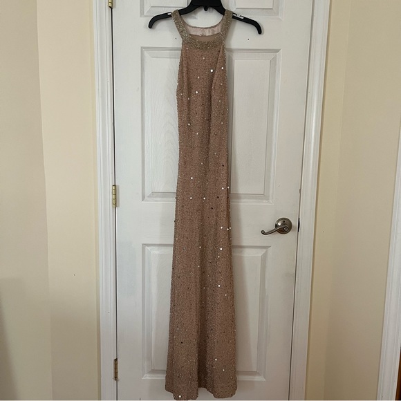 Dresses | Beige Beaded Prom Dress | Poshmark